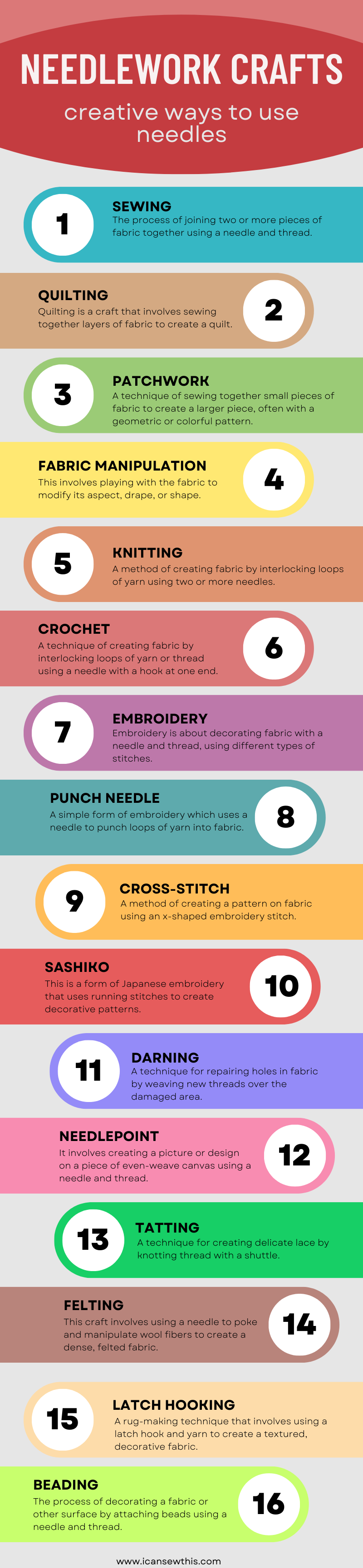 Needlework crafts. 15+ creative ways to use needles - I Can Sew This
